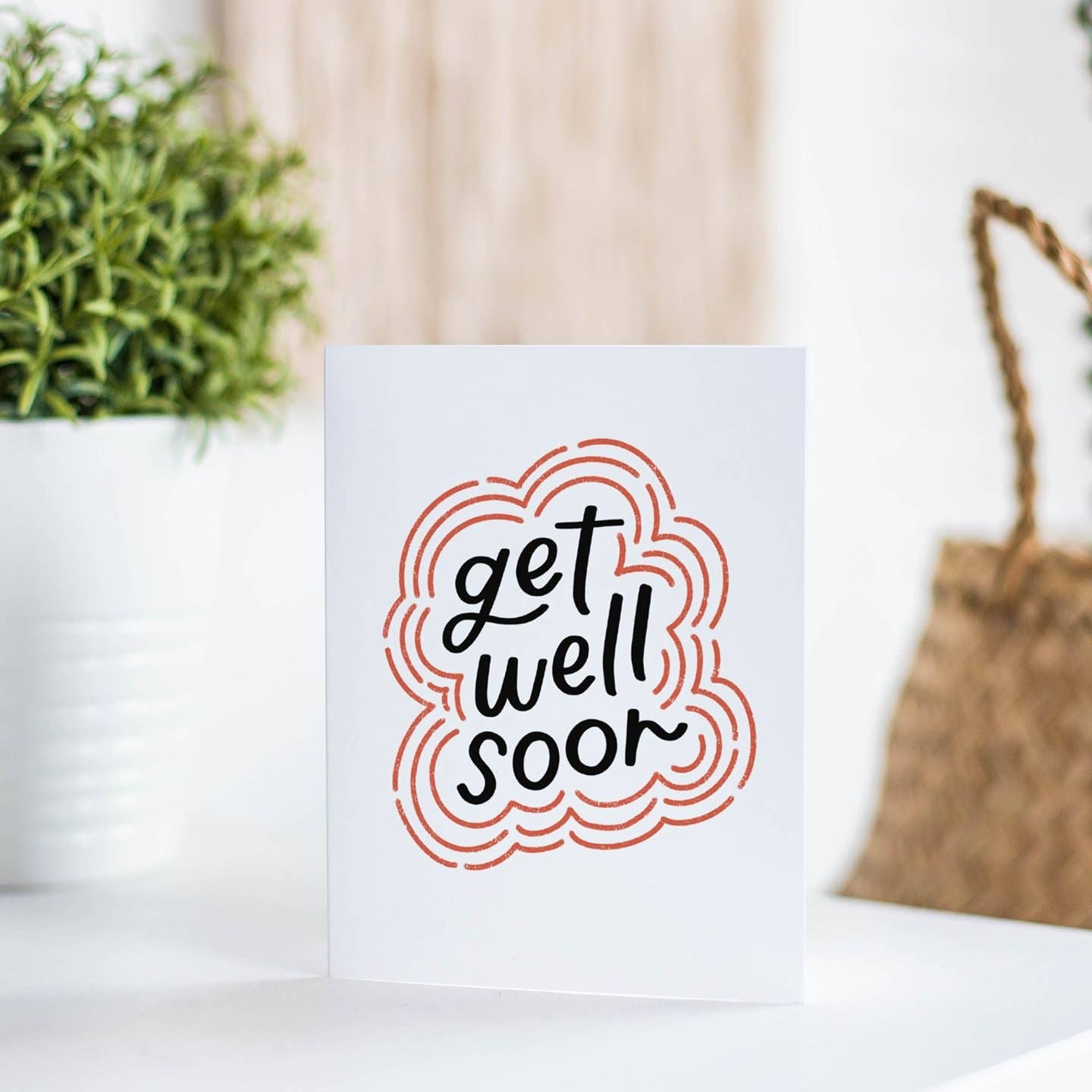 Get Well Soon Card - Red Outline | Tiny Turns Paperie