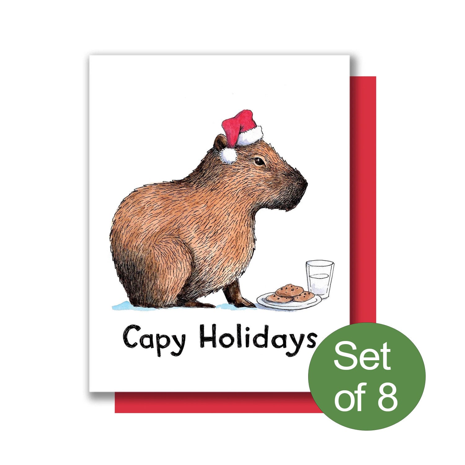 Capy Holidays Capybara Card Boxed Set of 8 | Tiny Turns Paperie